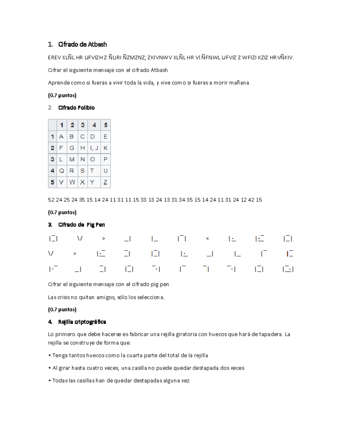 Plan de Aula II unlocked - 1. Cifrado de Atbash EREV XLÑL HR UFVIZH Z ...