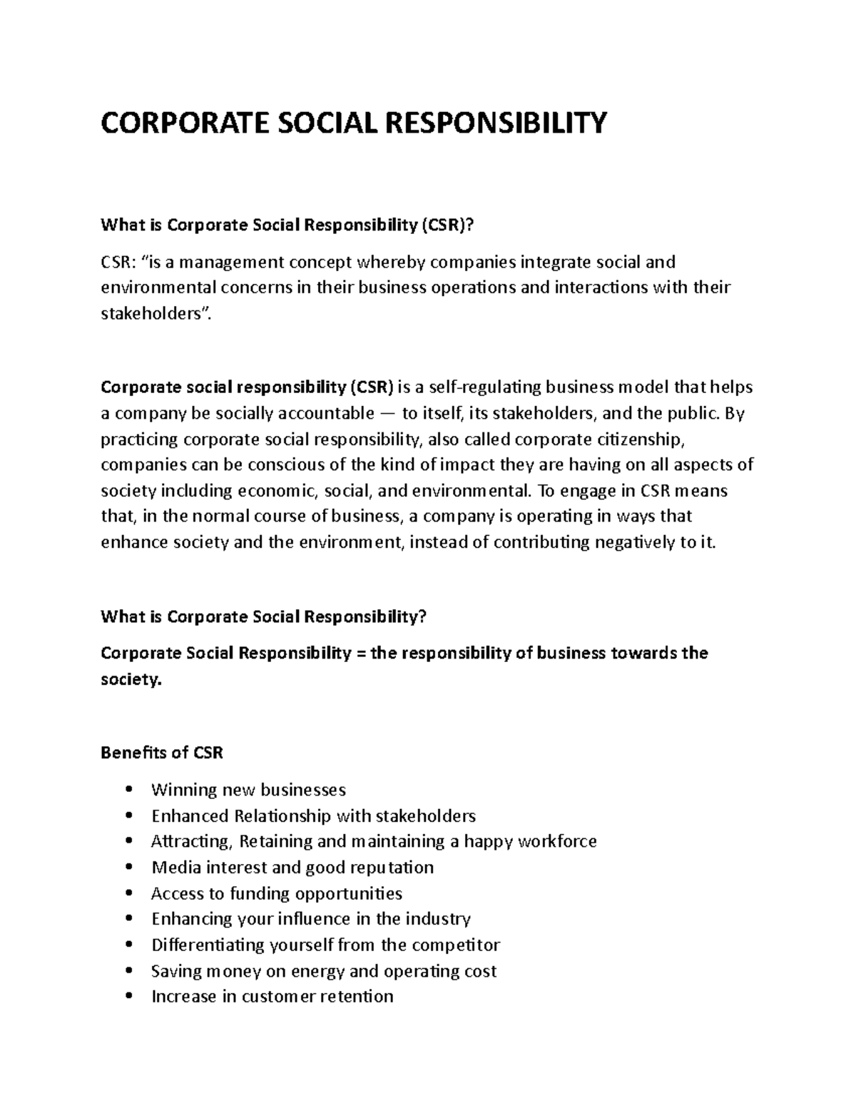 Corporate Social Responsibility - Corporate social responsibility (CSR ...
