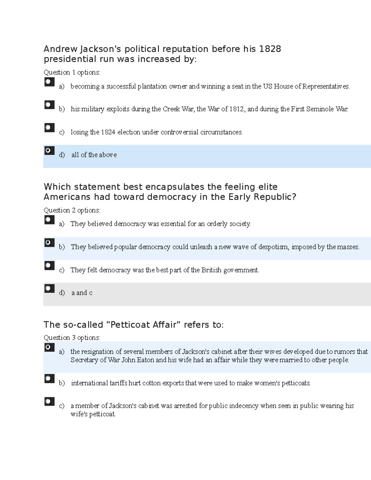 Unit 5 Quiz - Quiz help - Andrew Jackson's political reputation before ...