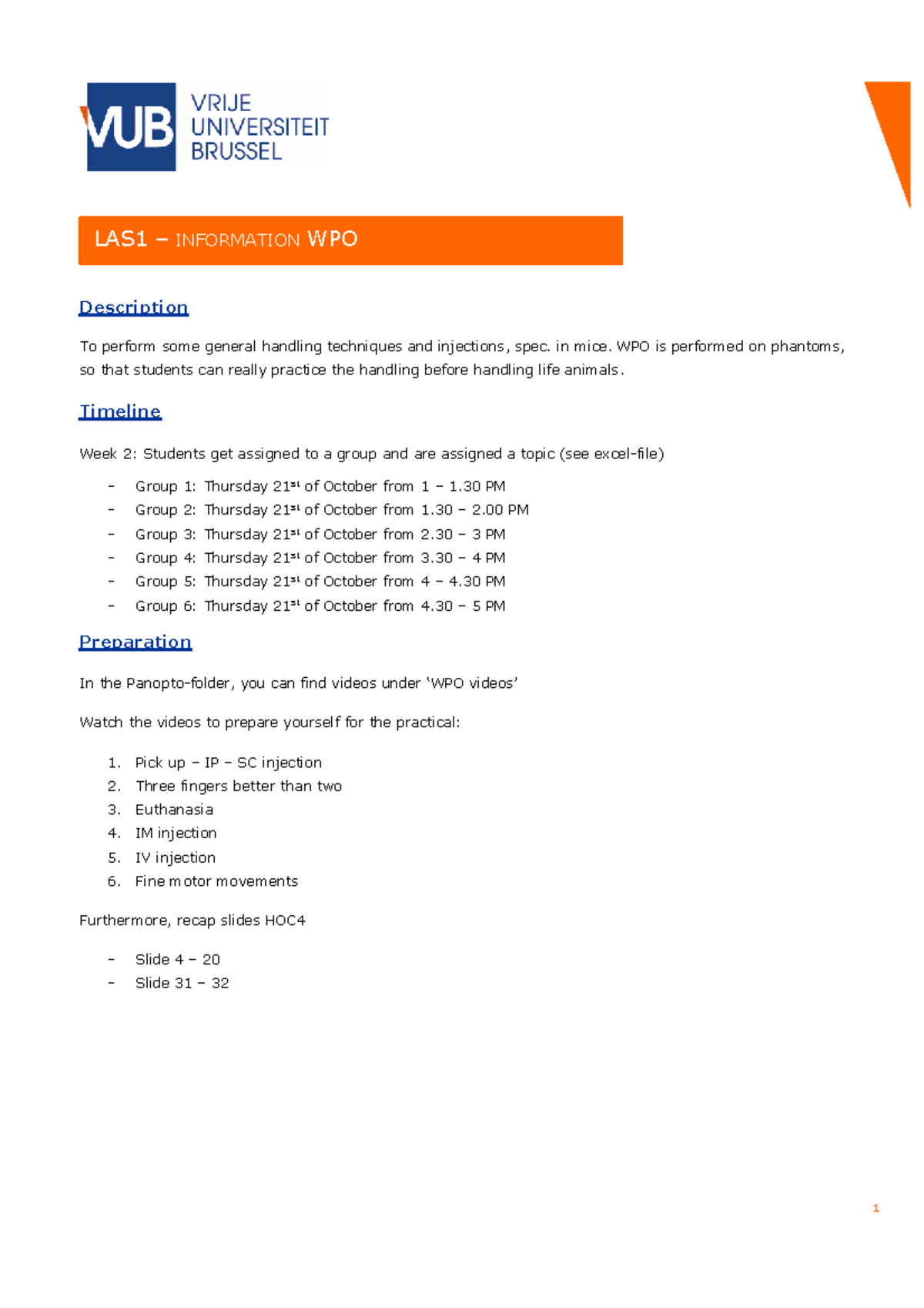 WPO information - WPO1 - 1 Description To perform some general handling ...