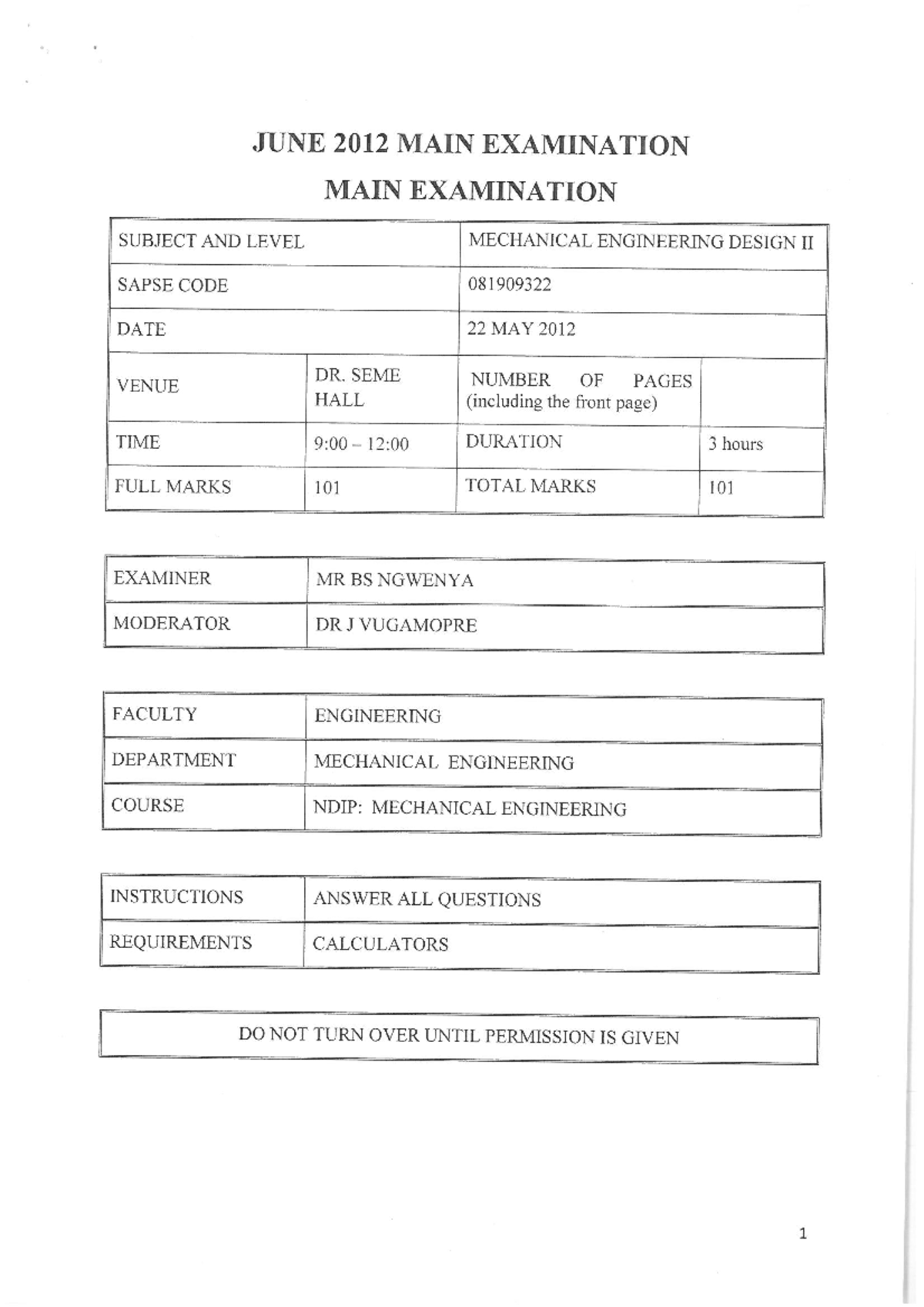 Mechanical Engineering Design II June Main Exam - MEDE138 - Studocu