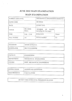 N6 Mechanical Drawing and Design August 2021 - NATIONAL CERTIFICATE ...