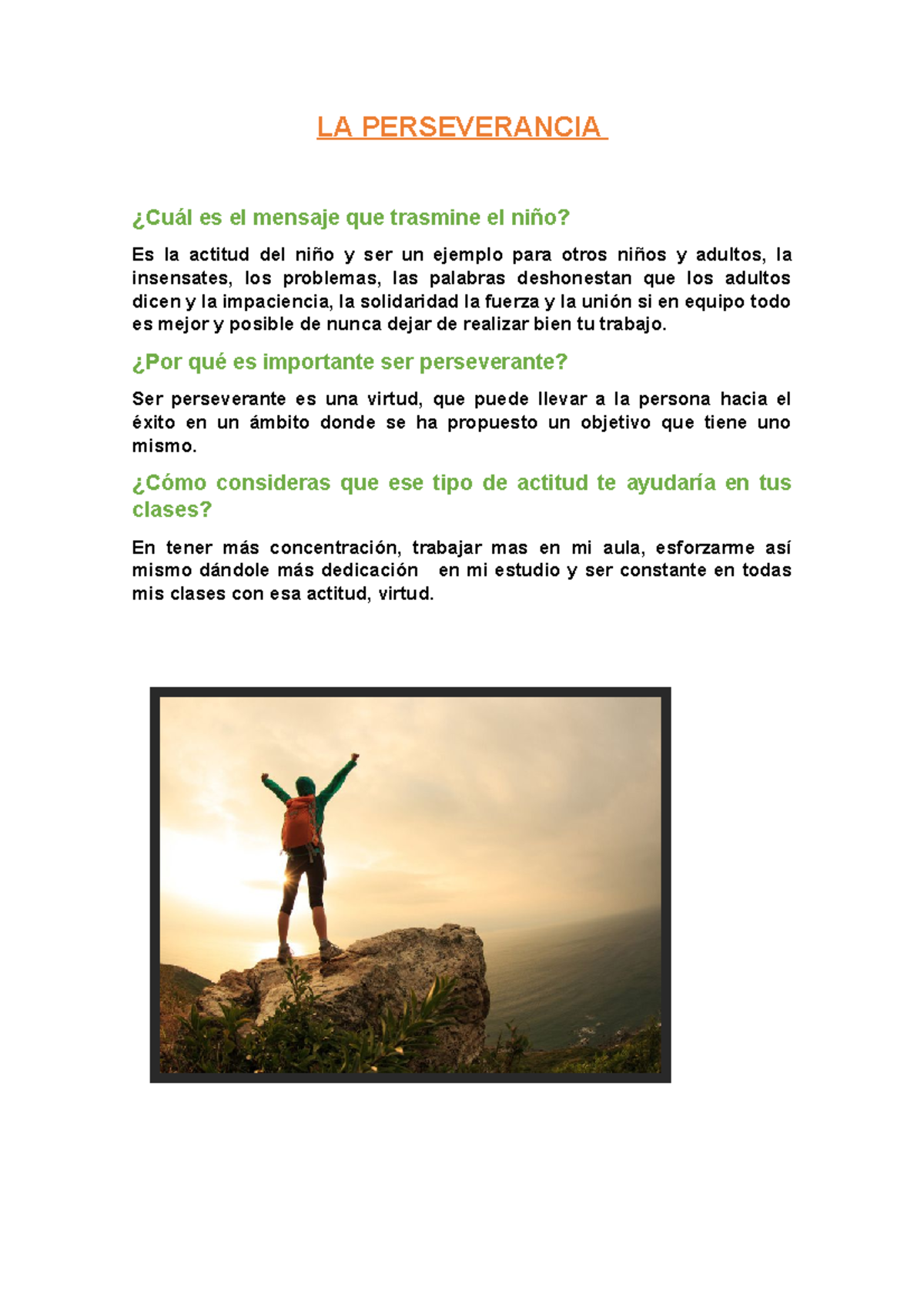 LA Perseverancia - aaaaaaaaaa - LA PERSEVERANCIA ¿Cuál es el mensaje ...