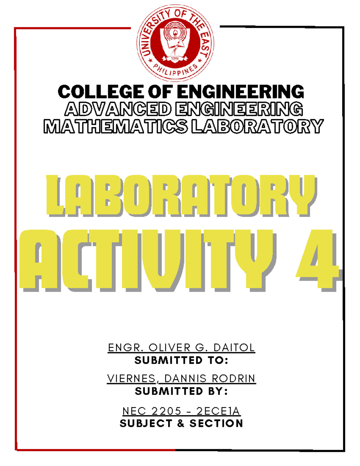 Viernes ACT4 - ACTIVITY_LABEXPERIMENT4 - Electronics 3 Lecture - ADVANCED ENGINEERING ...