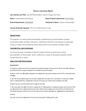 Physics Laboratory Report 217 RC circuits - Physics Laboratory Report ...