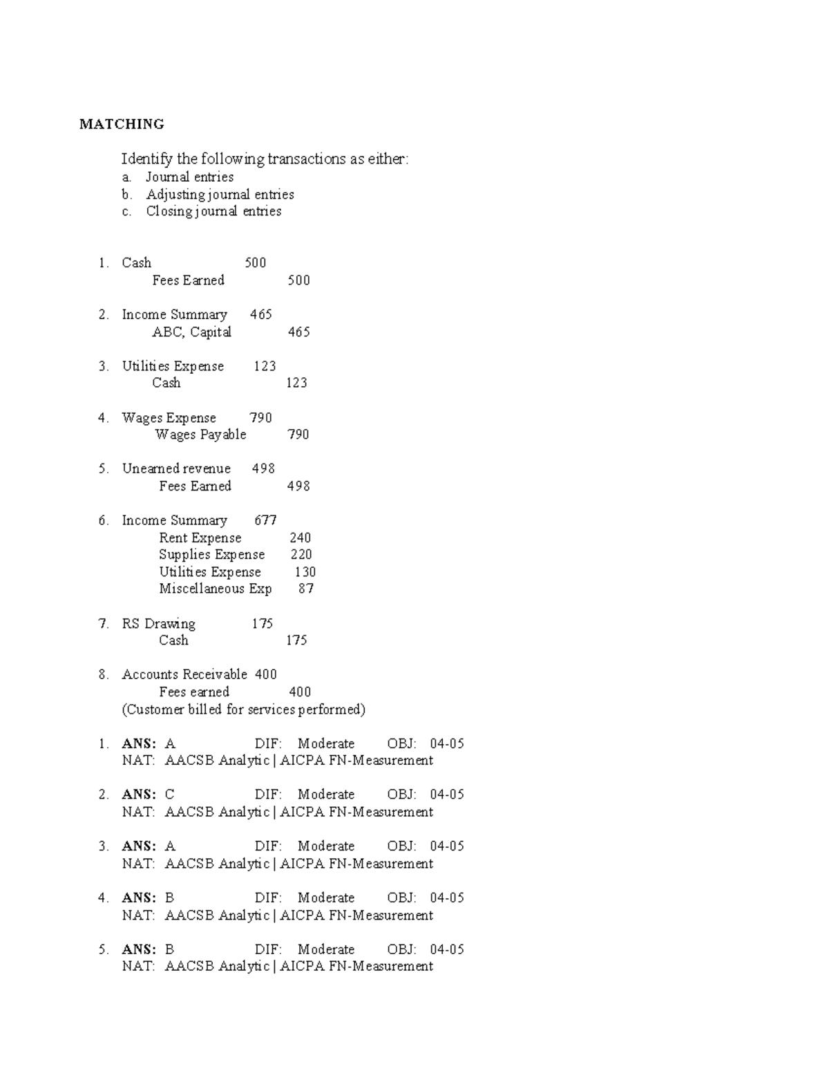 Practice-set-4 - Practice-set-4 - MATCHING Identify the following ...