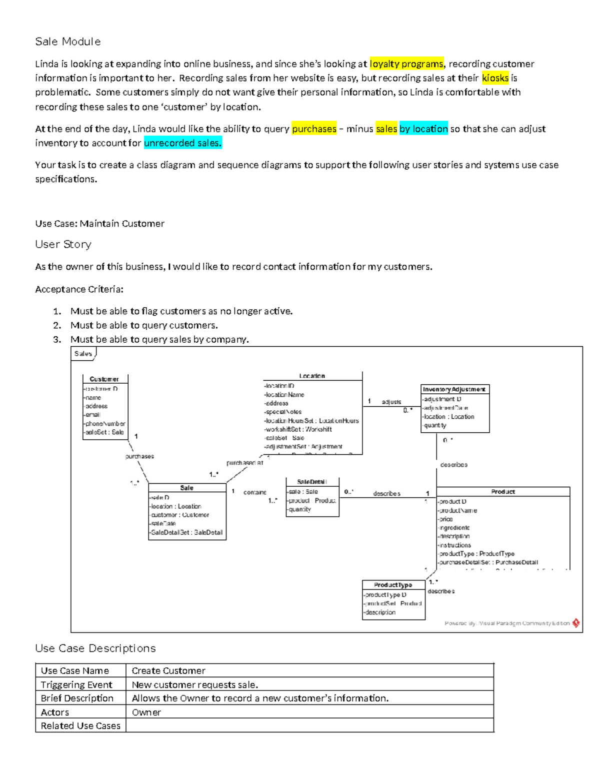 Sale Module(holiday Store)-answer - Sale Module Linda is looking at ...