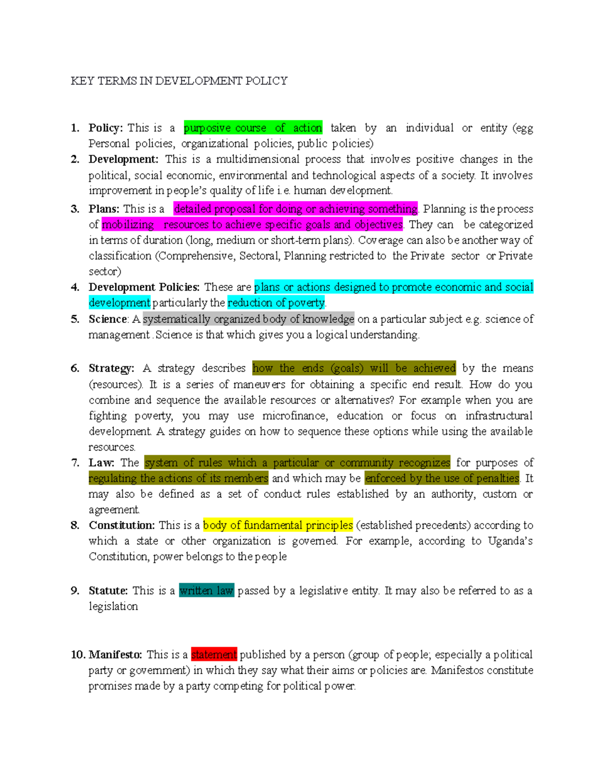 DEV't Policy Notes - This course introduces students to the theory and ...