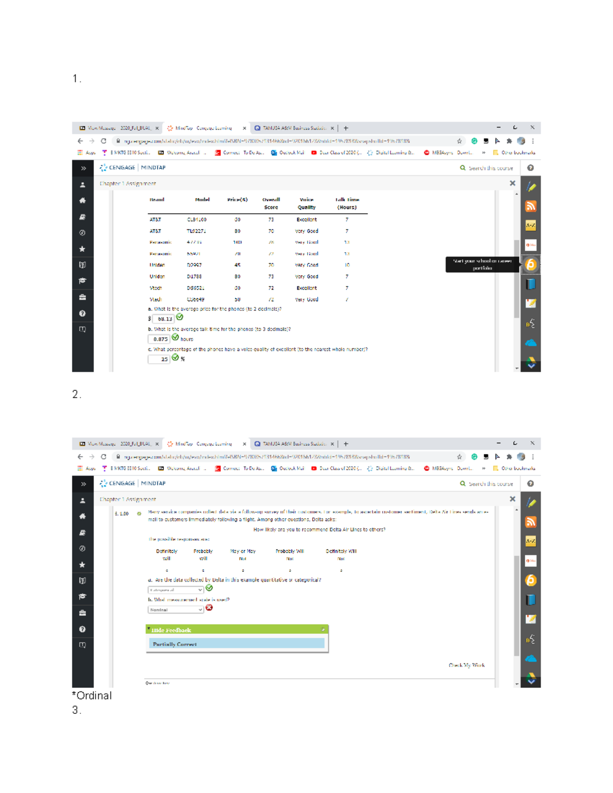 Chapter 1 Assignment Business Analysis - BUAL 3310 - 1. 2. *Ordinal 3. 4. - Studocu