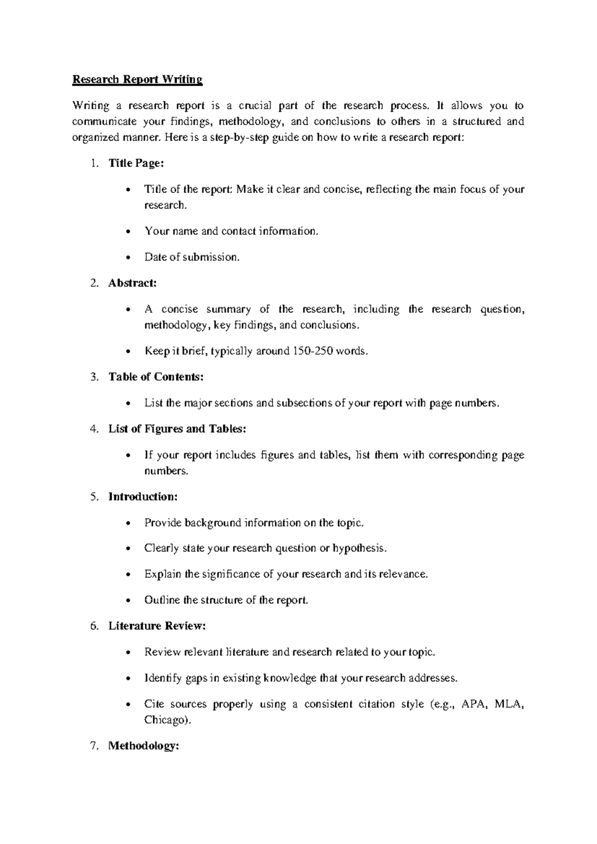 Module IV - Research Report Writing Writing a research report is a ...