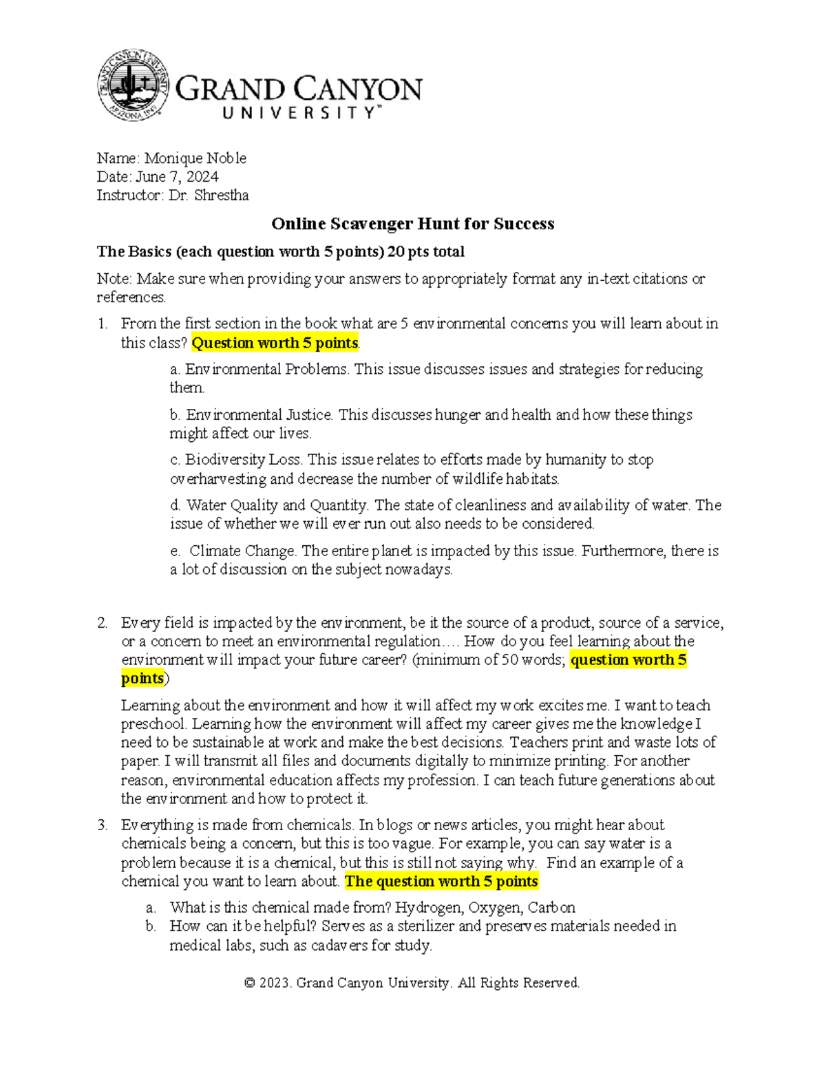 BIO 220 RS Online Scavenger Hunt For Success Resource - Name: Monique ...