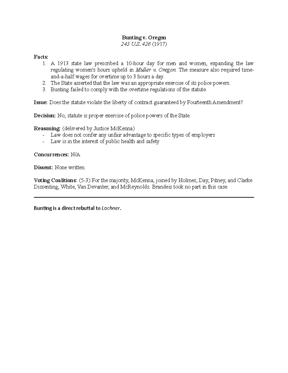 Bunting v Oregon - POLS/AAST 356 taught by Professor Kevin Lyles ...