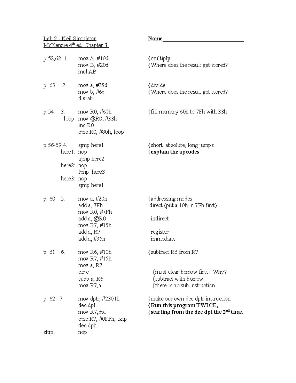 Lab2 - 8051 Keil Ch3 (2) (1) - Lab 2 - Keil Simulator Name____________________________ McKenzie ...