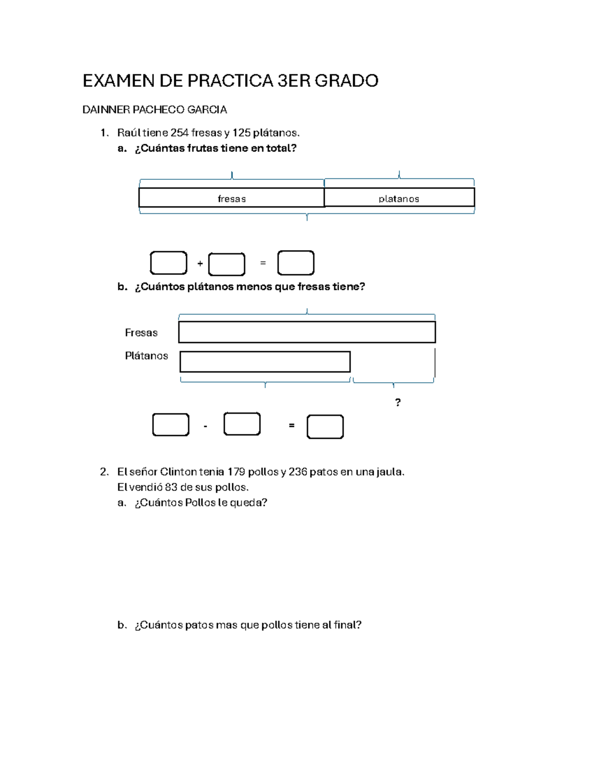 Examen DE Practica 3ER Grado - EXAMEN DE PRACTICA 3ER GRADO DAINNER ...