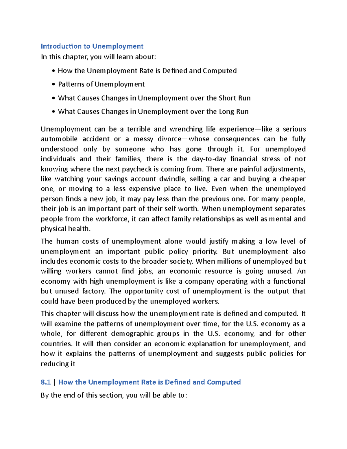 Introduction to Unemployment - For unemployed individuals and their ...