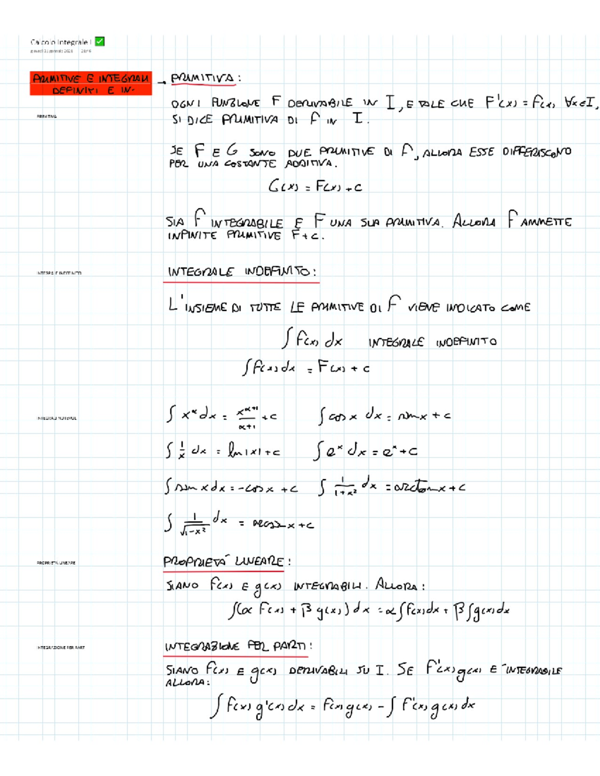 Calcolo integrale 1 - Riassunto am1 - Analisi Matematica I - /Ed 'Z /KE ...