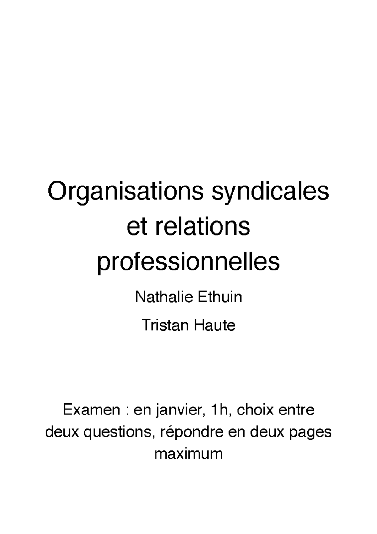 OSRP - Cour Magistral - Organisations syndicales et relations ...