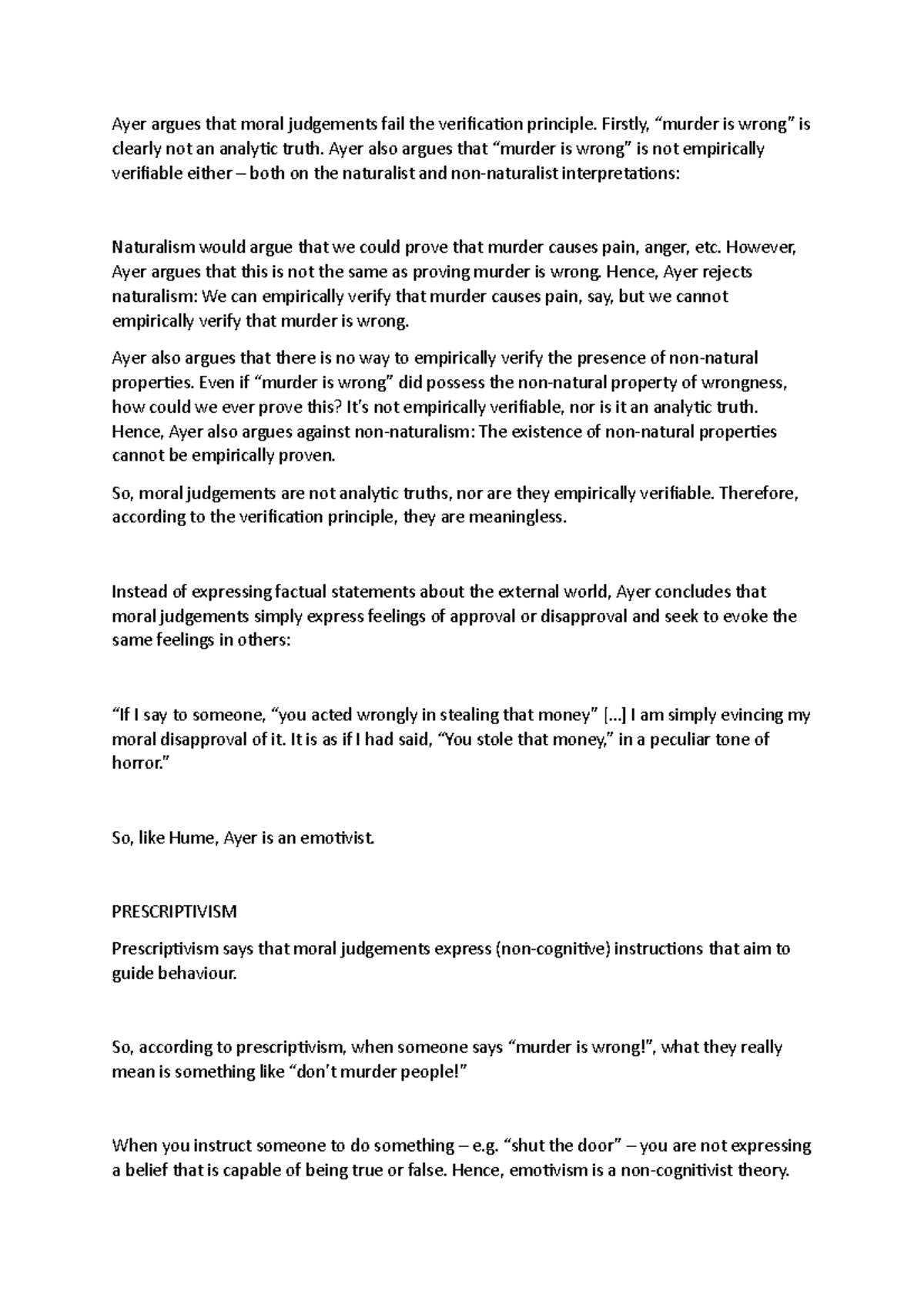 Metaethics part 4 - in depth notes covering the module contents - A222 ...