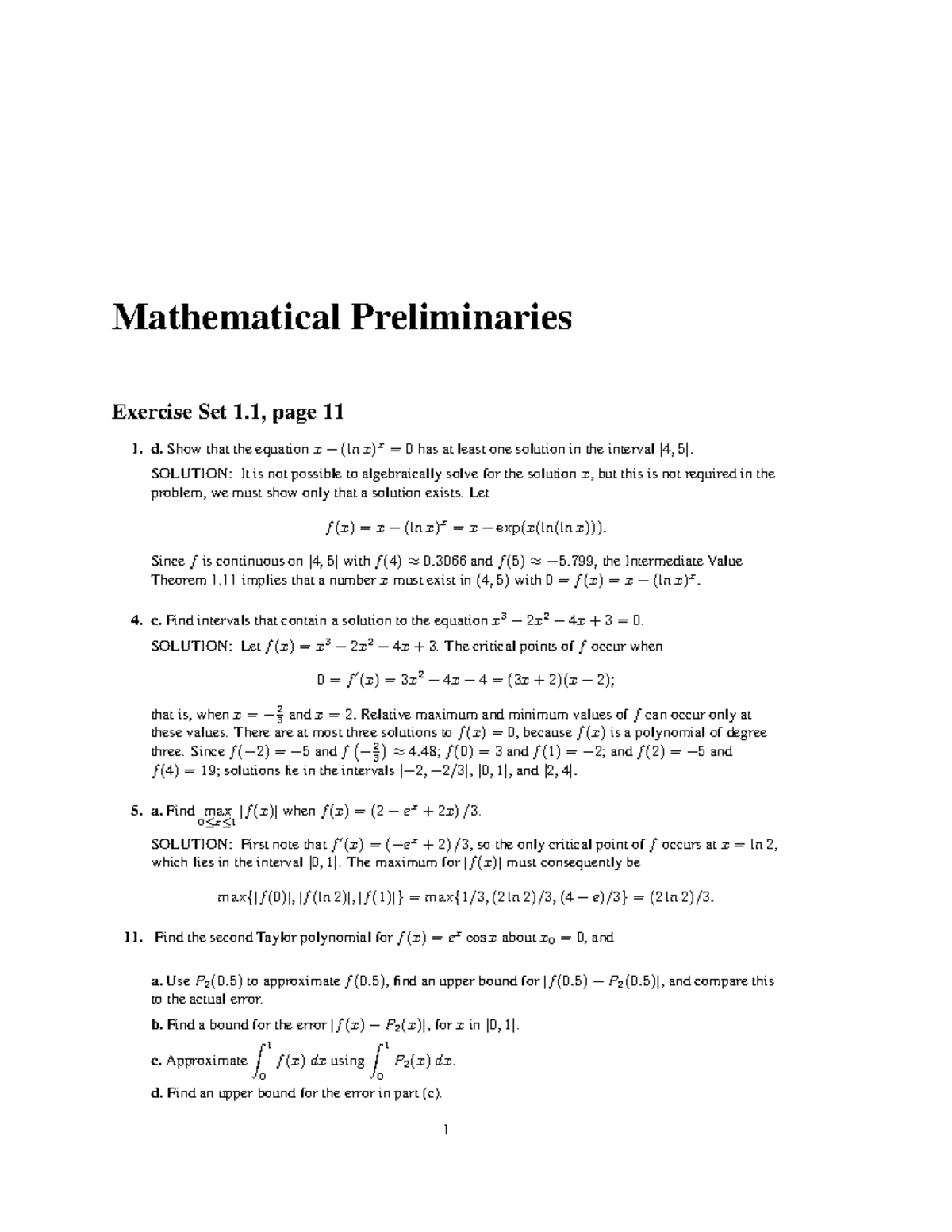 solution des premiers exercices - Mathematical Preliminaries Exercise Set 1, page 11 d. Show ...
