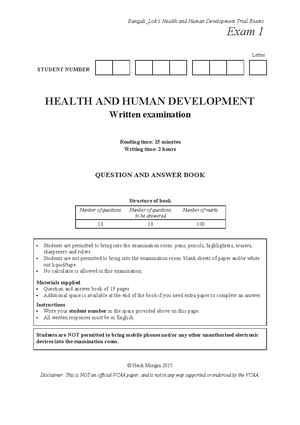 HHD summary posters - HHD UNIT 3: AOS 1 UNDERSTANDING HEALTH AND ...