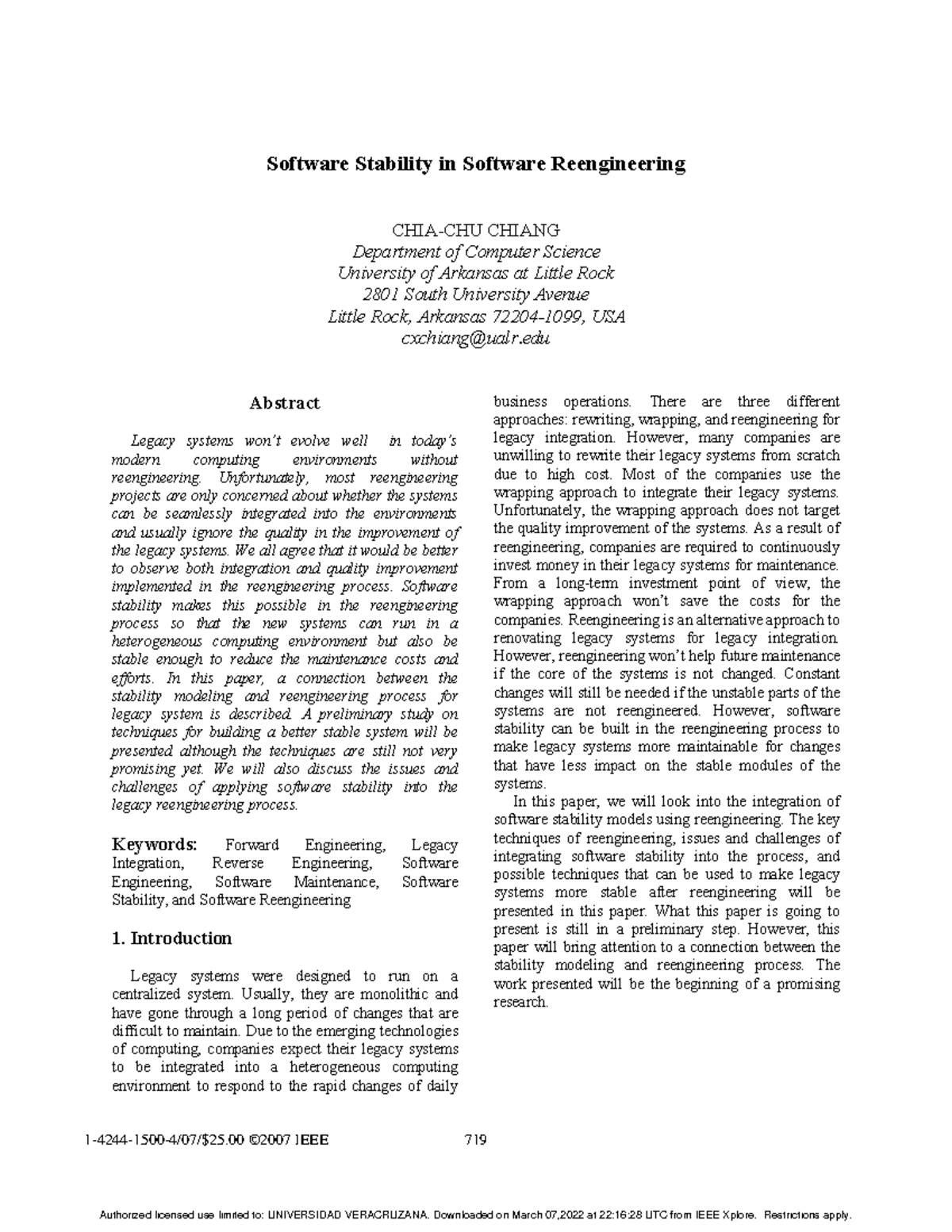 Software Stability in Software Reengineering Soft skills - Software ...