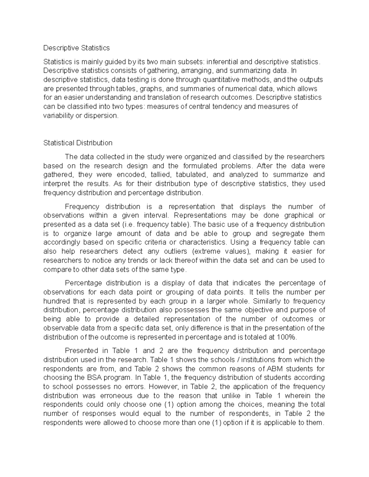 Statistical-Distribution - Descriptive Statistics Statistics is mainly ...