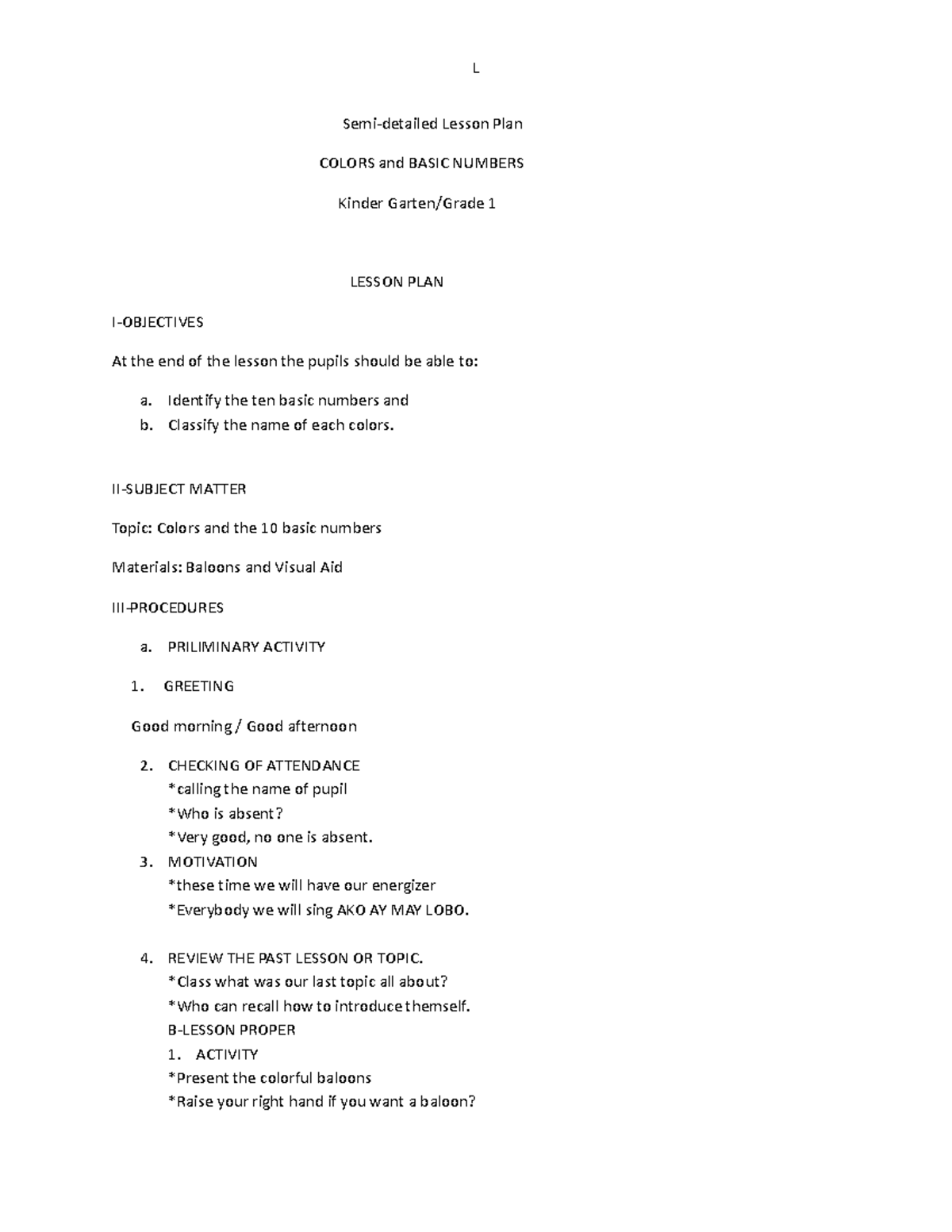 Detailed Lesson-WPS Office - L Semi-detailed Lesson Plan COLORS and ...