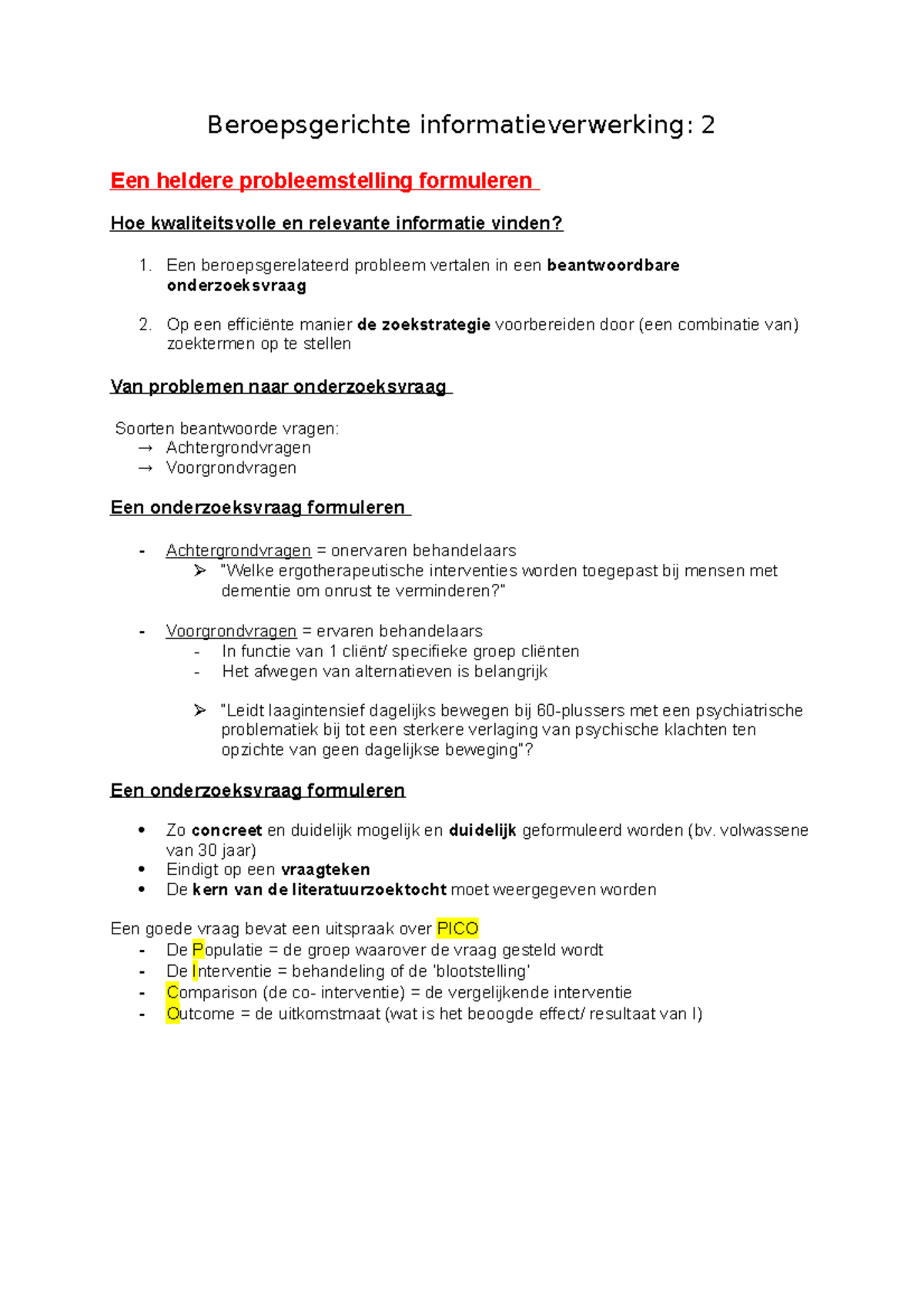 Les 2 - Beroepsgerichte informatieverwerking: 2 Een heldere ...