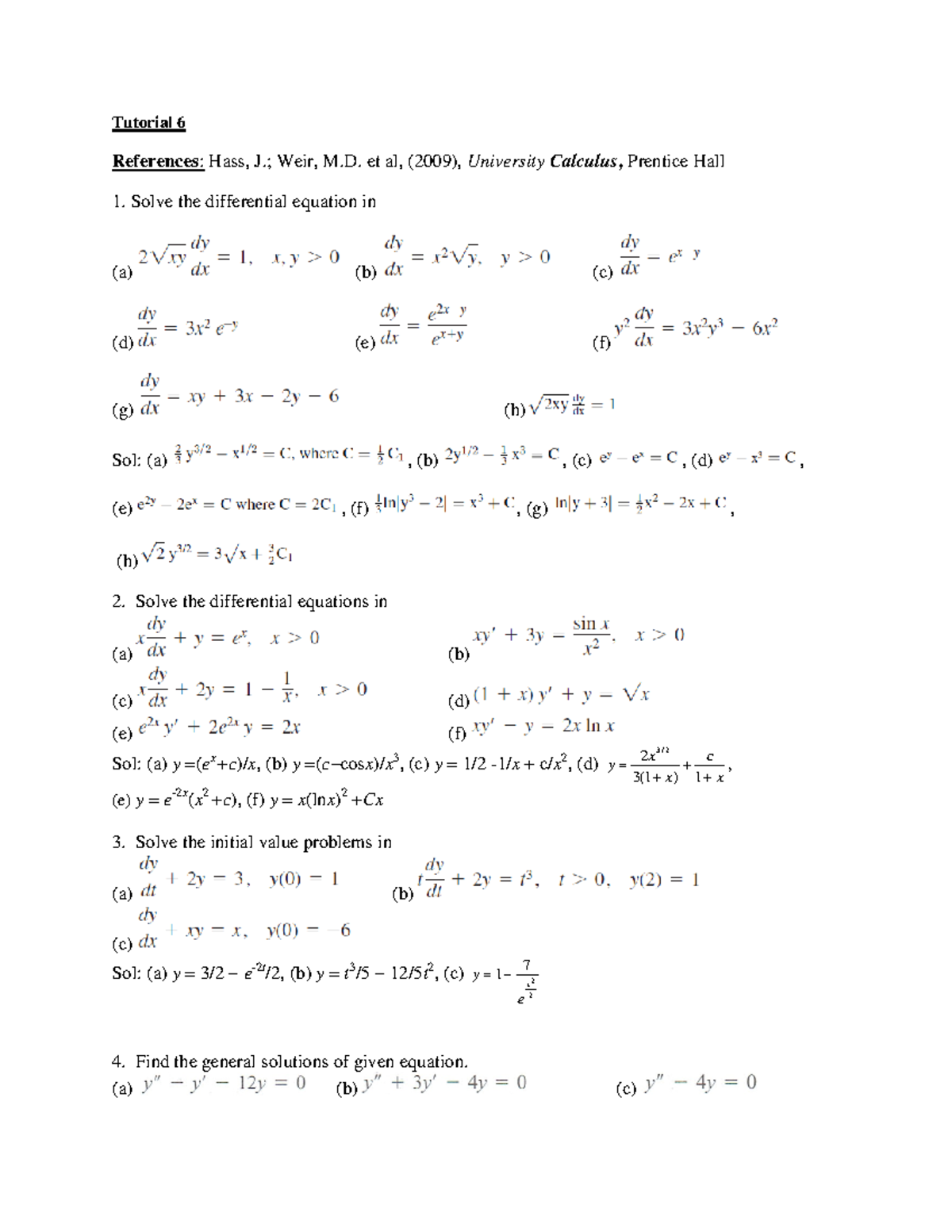 Tutorial topic 6 - hi guys - Tutorial 6 References: Hass, J.; Weir, M ...