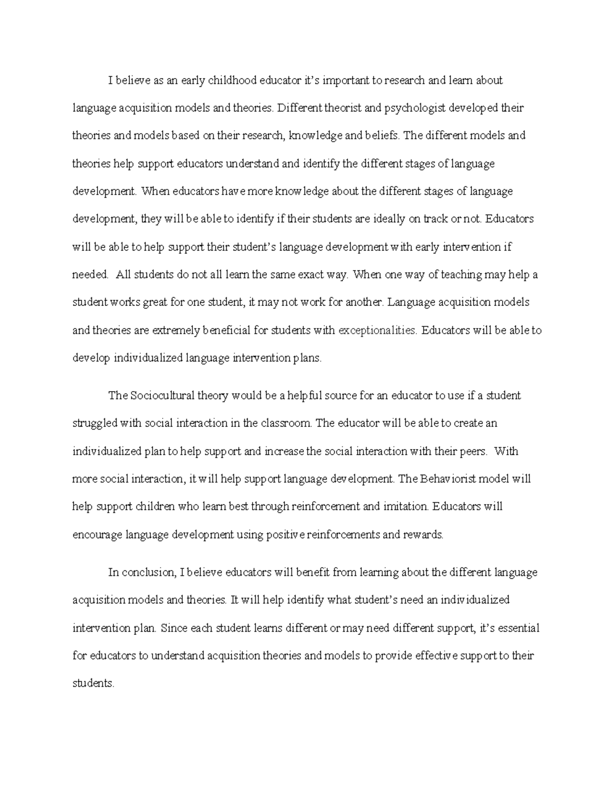 Language Acquisition Theory Infographic reflection - I believe as an ...