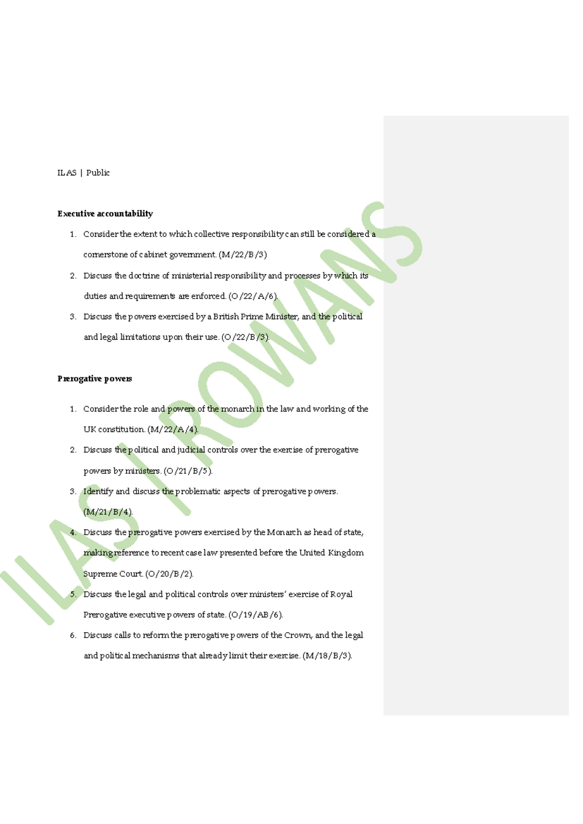 ILAS MR+Prerogative-powers-questions - ILAS | Public Executive ...