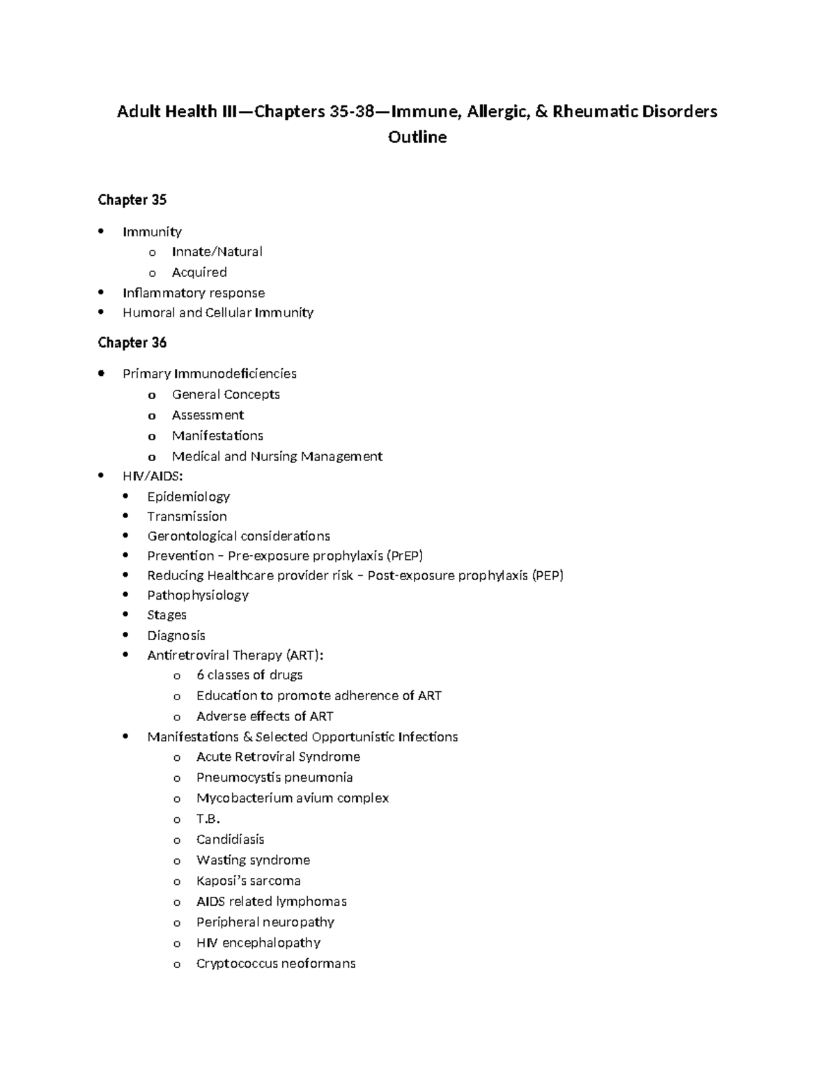 AH3 Immune, Allergic, and Rheumatic Outline-1 - Adult Health III ...
