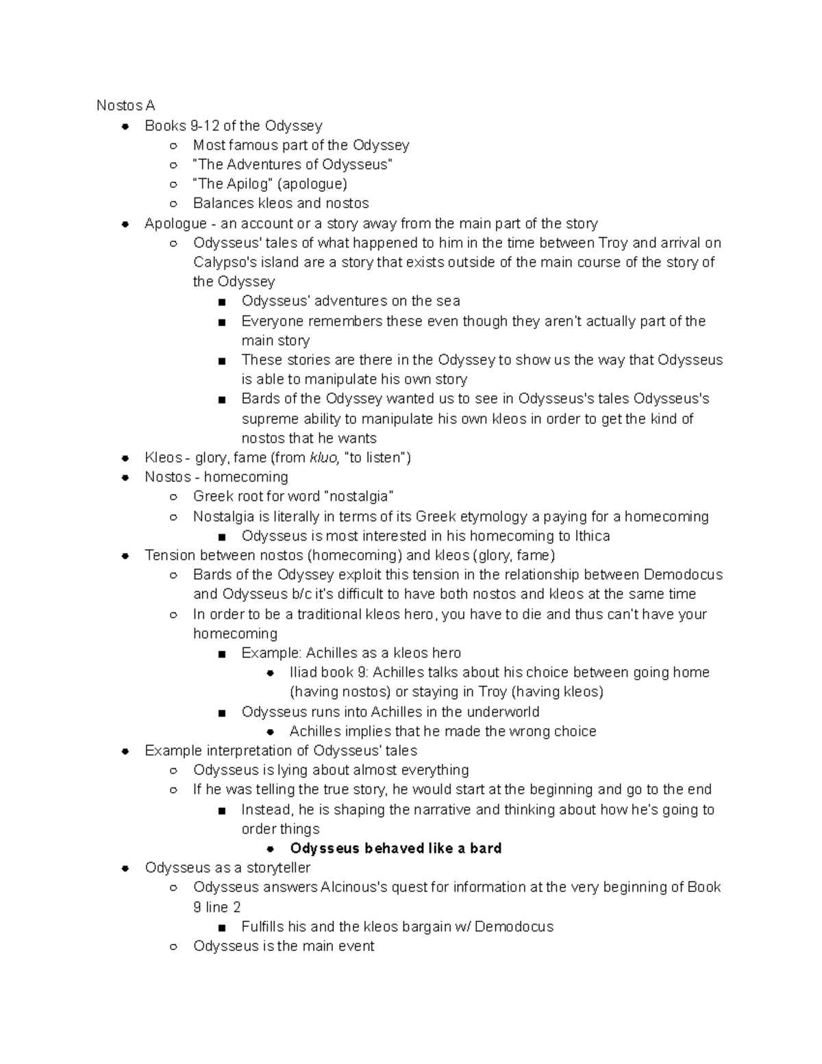 CAMS 1103 Module 3 Notes - Nostos A Books 9-12 of the Odyssey Most ...