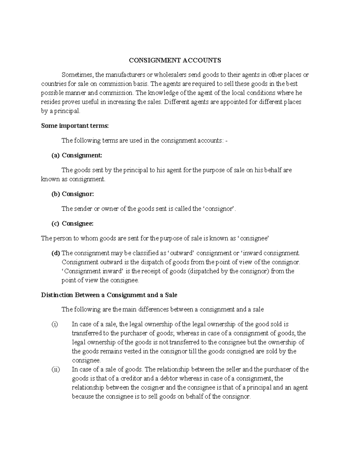 Accounting FOR Consignments - CONSIGNMENT ACCOUNTS Sometimes, the ...