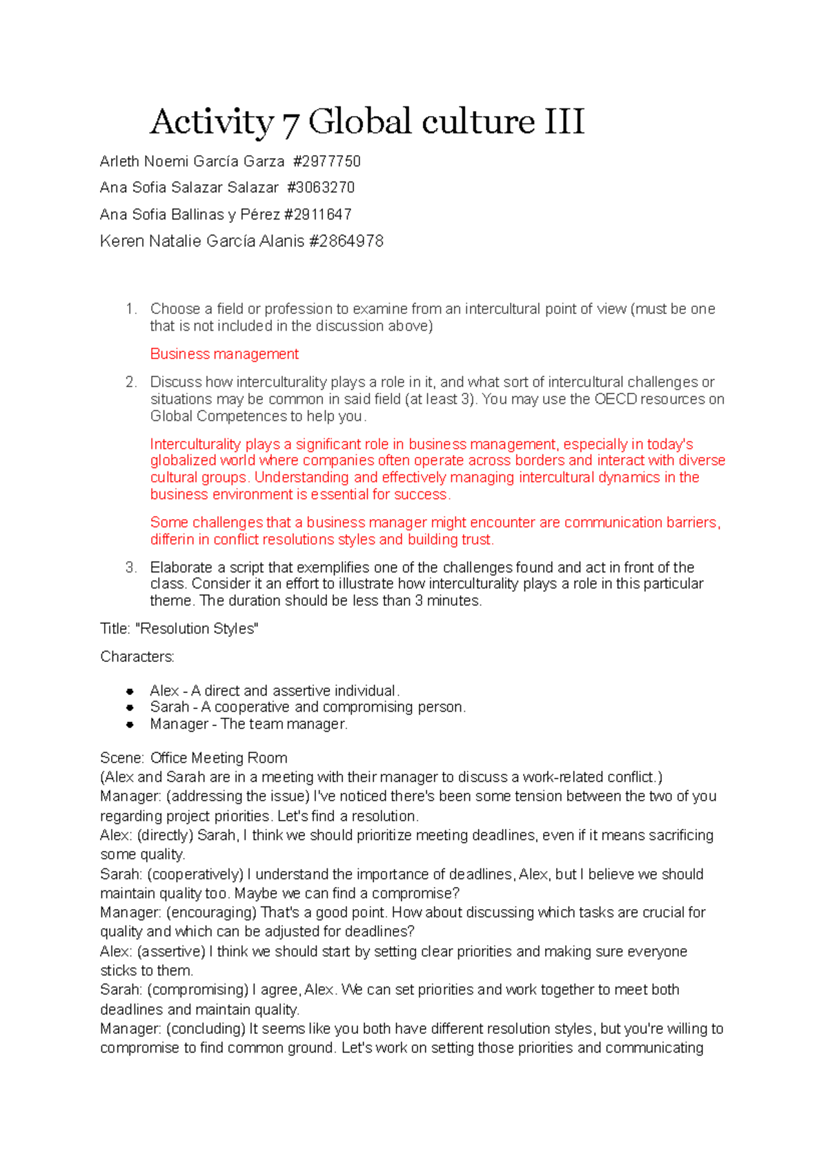 Activity 7 Global culture III - Choose a field or profession to examine ...