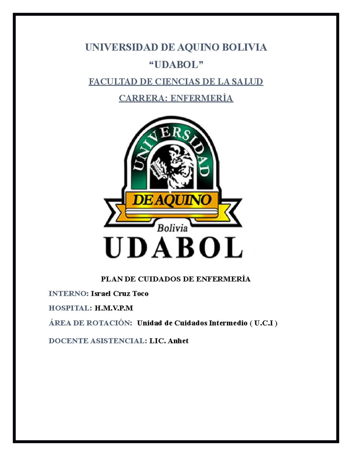 Pae TB - defensa pae - UNIVERSIDAD DE AQUINO BOLIVIA “UDABOL” FACULTAD DE CIENCIAS DE LA SALUD ...