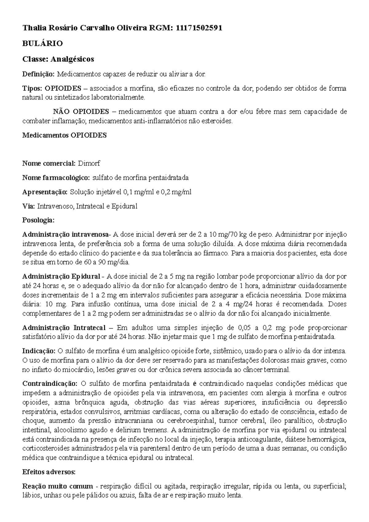 Bulário - bulario - Thalia Rosário Carvalho Oliveira RGM: 11171502591 ...