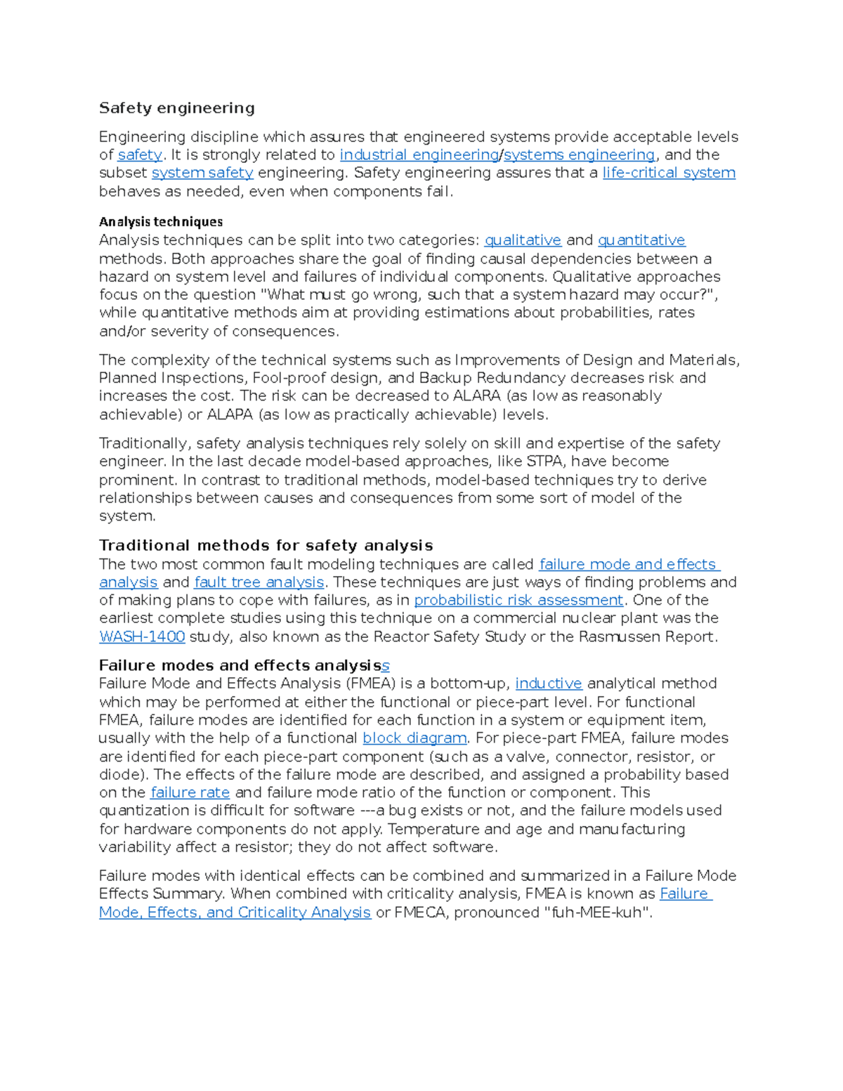 Safety engineering - Safety engineering Engineering discipline which ...