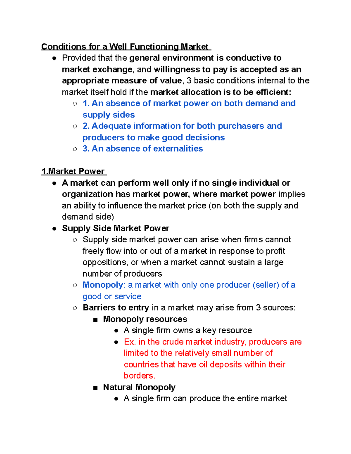 EC248 Chapter 3 Basics of Markets - Conditions for a Well Functioning ...