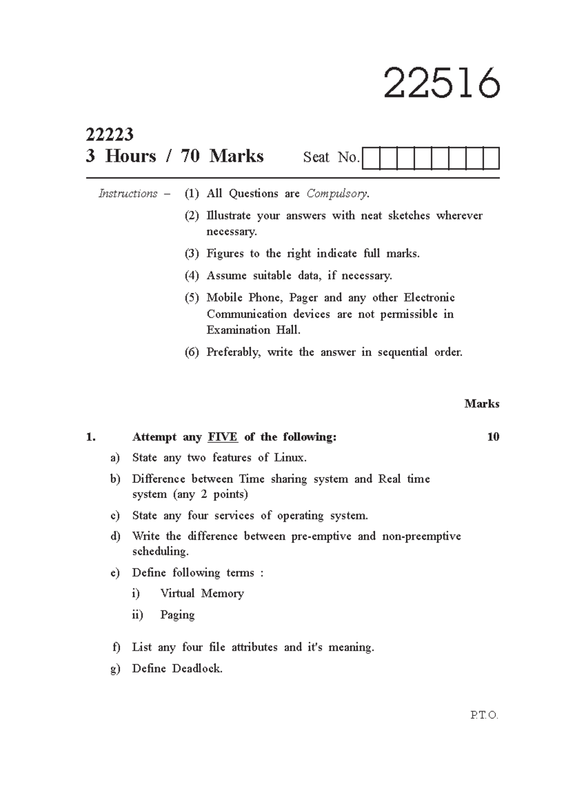 2023 Summer Q - P.T. Instructions – (1) All Questions are Compulsory ...