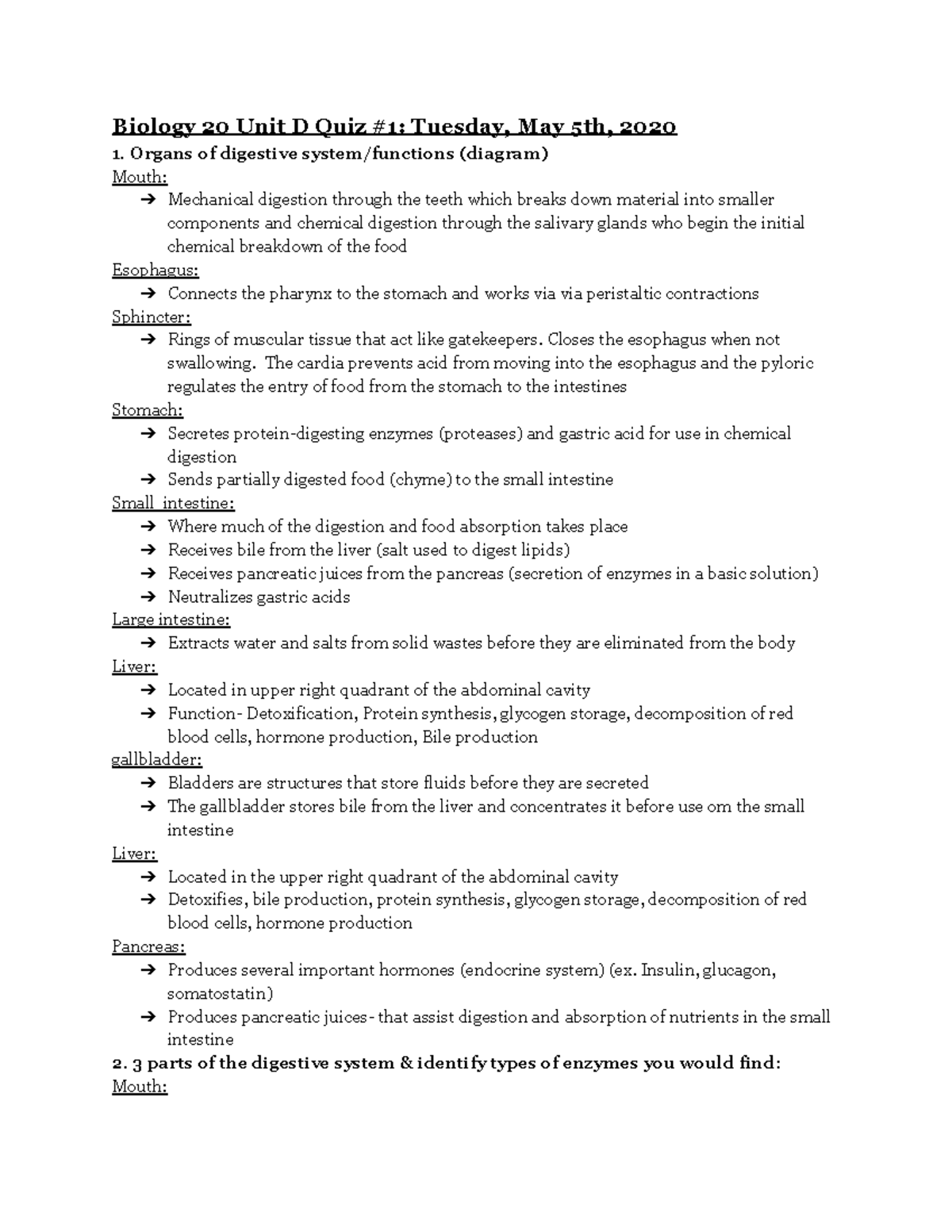 Copy of Biology Quiz D1 - Biology 20 Unit D Quiz # 1 : Tuesday, May 5 ...
