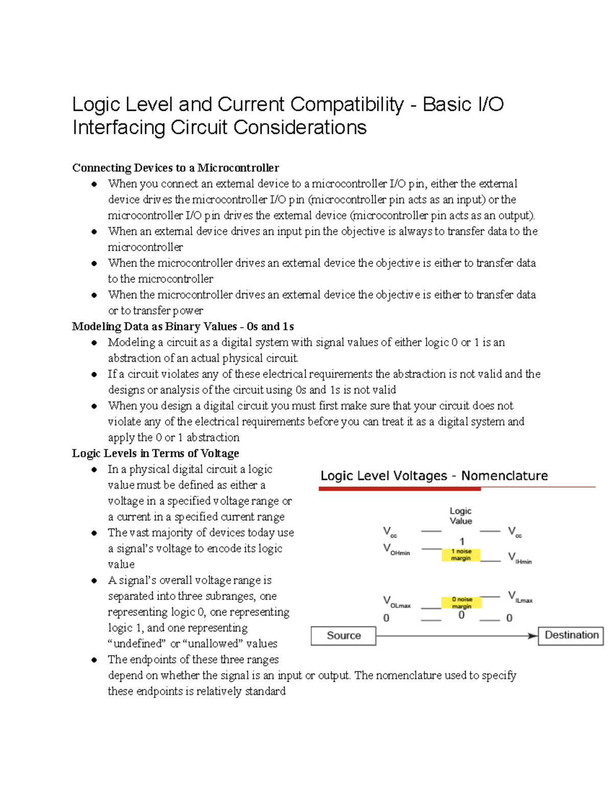 Lecture 7 - Logic Level and Current Compatibility - Basic I/O ...
