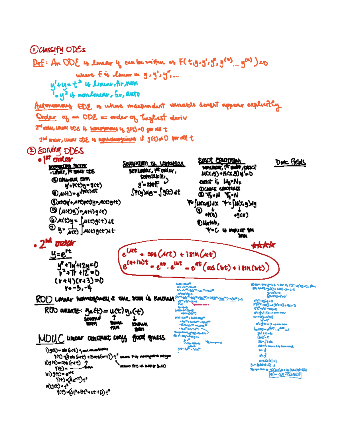 Diff eqns notes - differential equations - classifyODES Def An ODE ...