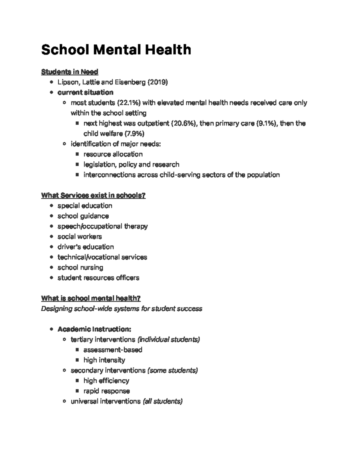 School Mental Health - Cameron Massey - S c h o o l M e n t a l H e a l ...
