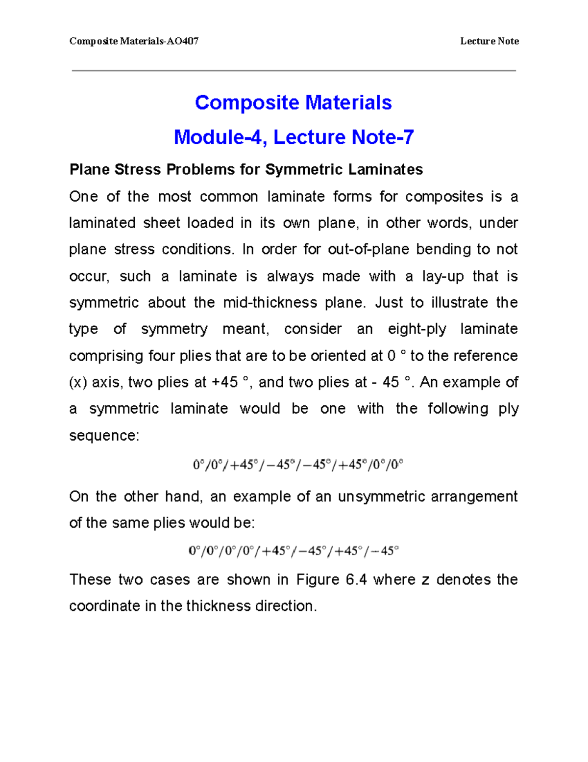 Composite Materials Module 4 Lecture Note 7 - Composite Materials ...