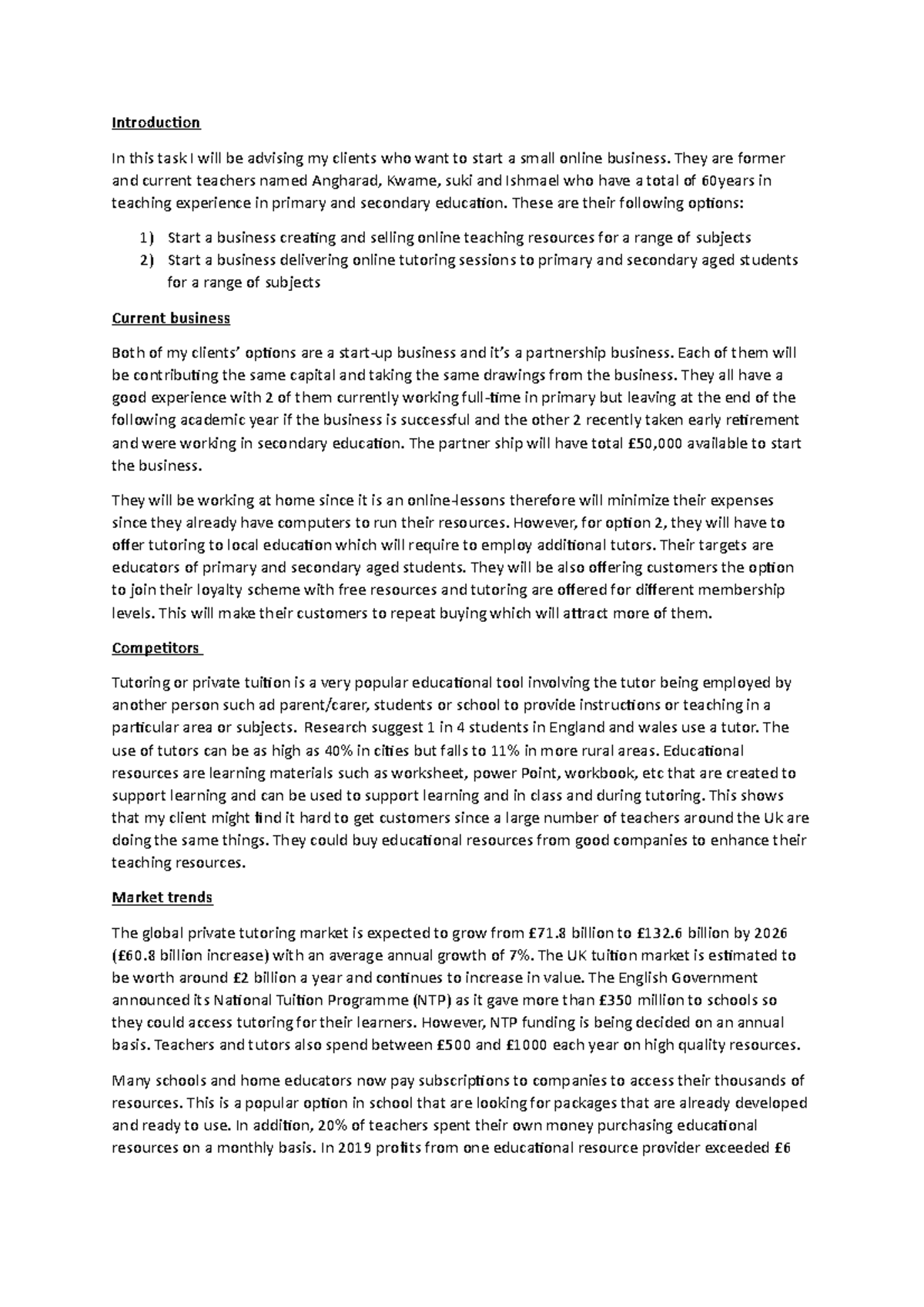 Mr tongomo FSA2 - mock exampler - Introduction In this task I will be ...