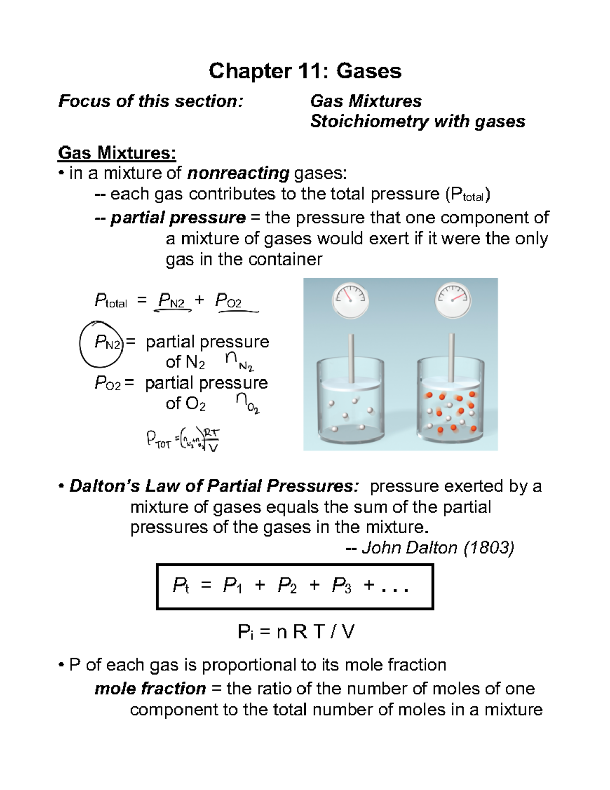 Chapter 11 pt4. Gas Mixtures and Stoichiometry - Chapter 11: Gases ...