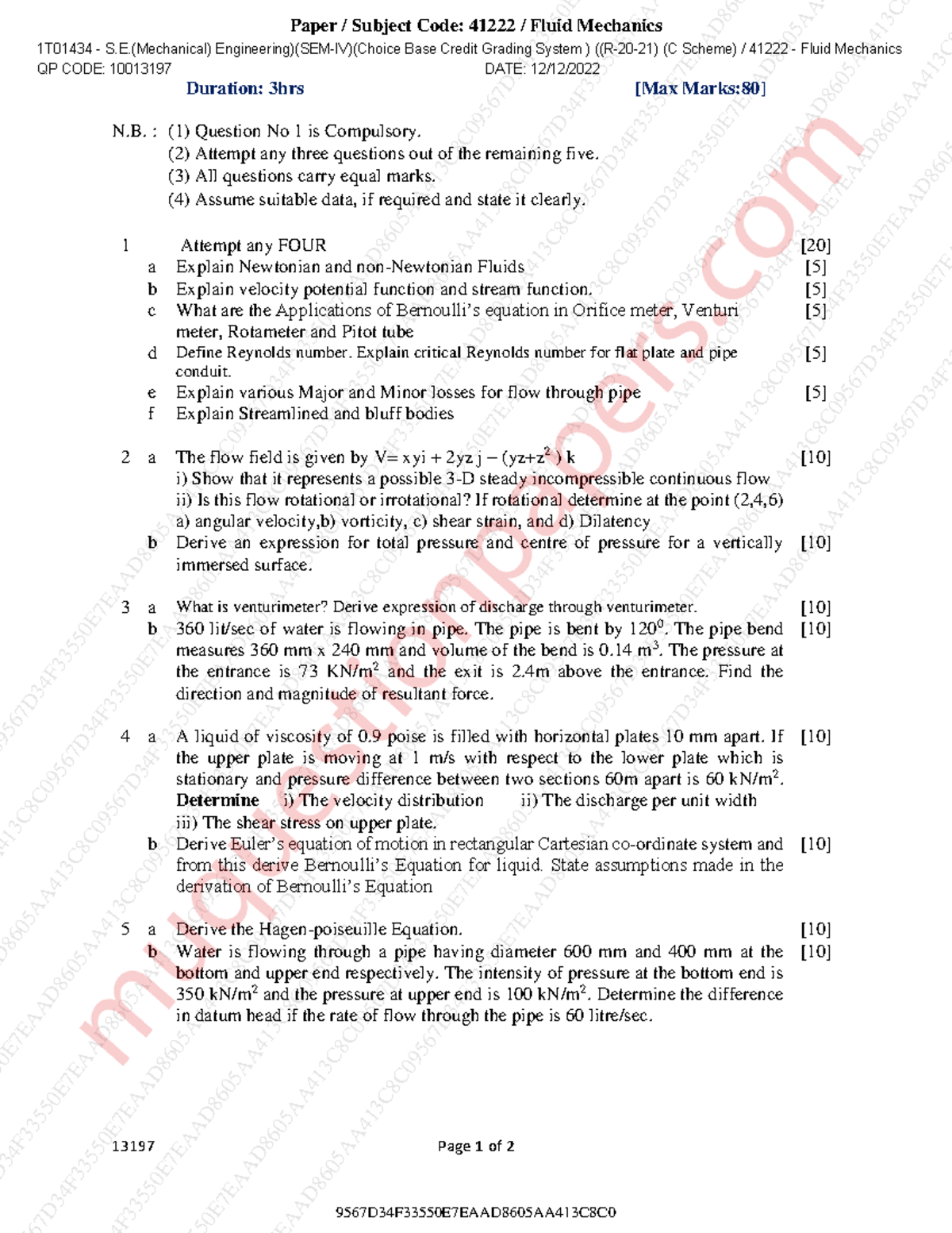 MU FM Dec 2022 - Mumbai University MEC 402 Fluid Mechanics - 13197 Page ...