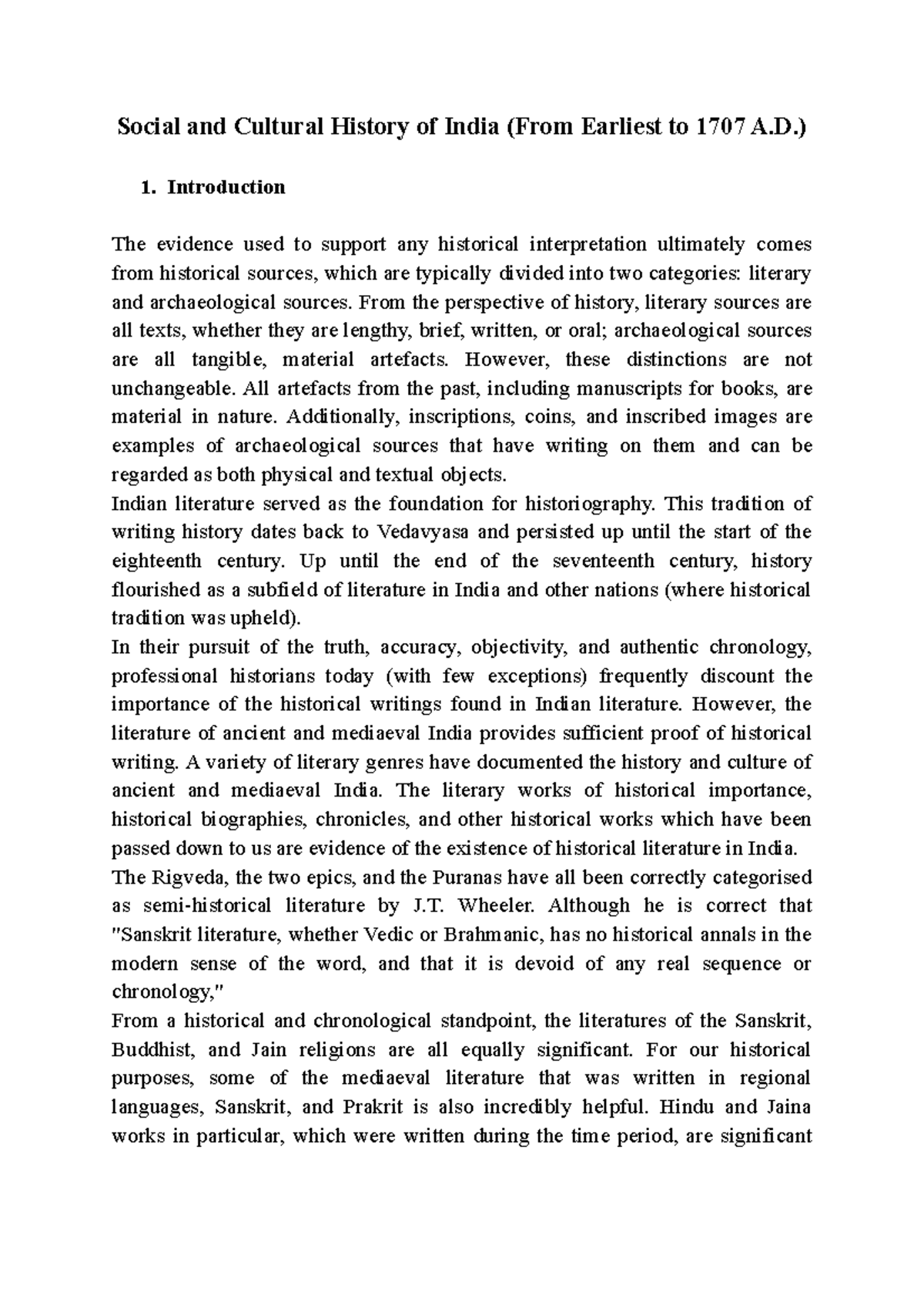 Social and Cultural History of India (From Earliest to 1707 A ...