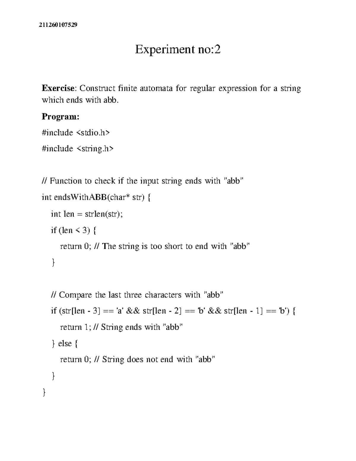 Cd 513 - Experiment no: Exercise: Construct finite automata for regular ...